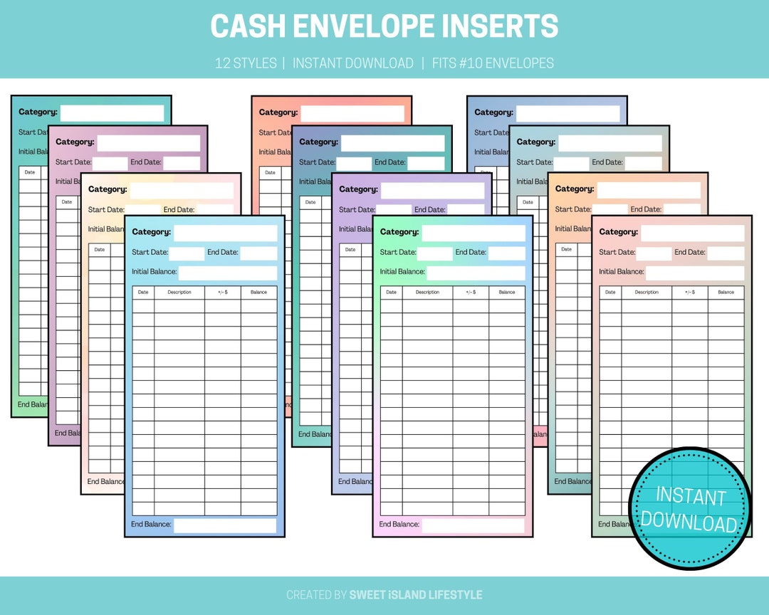 Cash Envelope Inserts, Budgeting Inserts, Cash Tracker, Cash Spending ...