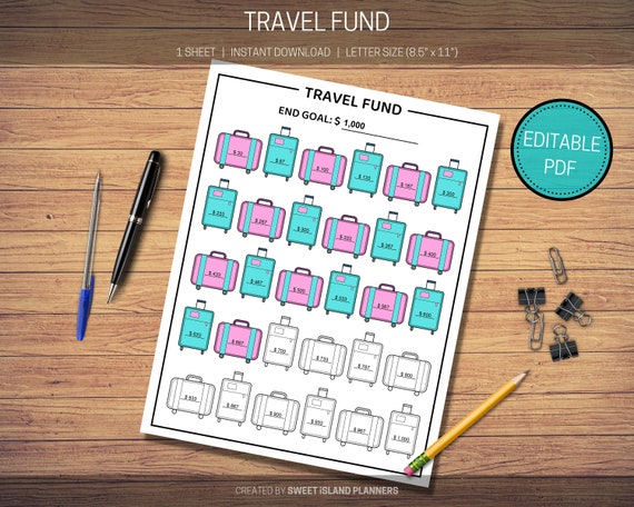 Vacation Fund Tracker Travel Fund Tracker Vacation Fund - Etsy