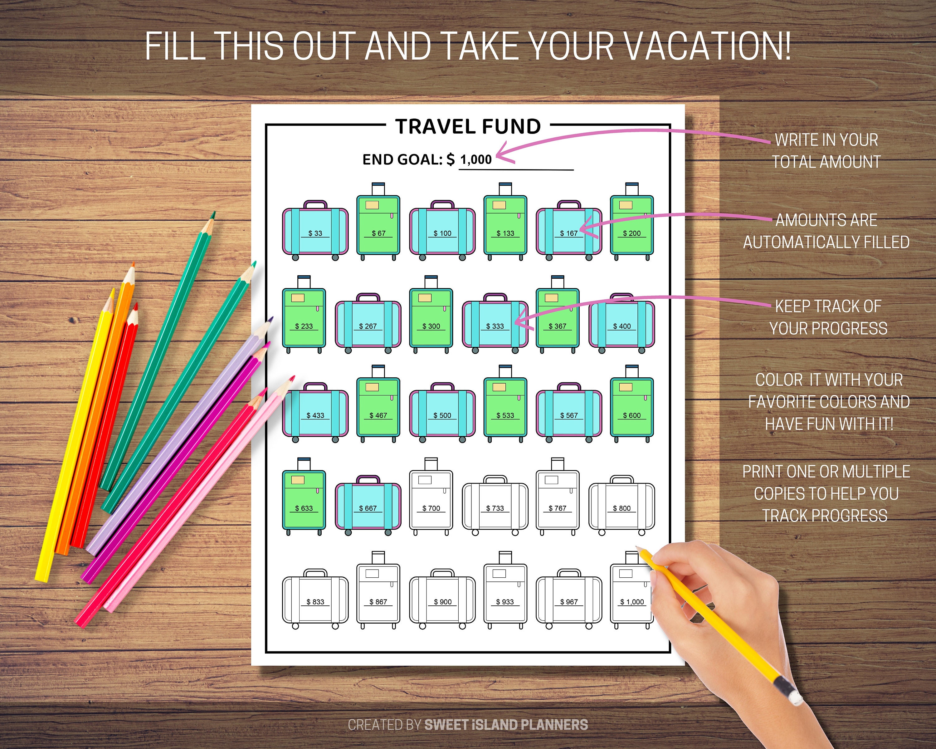 Vacation Fund Tracker, Travel Fund Tracker, Vacation Fund, Honeymoon ...