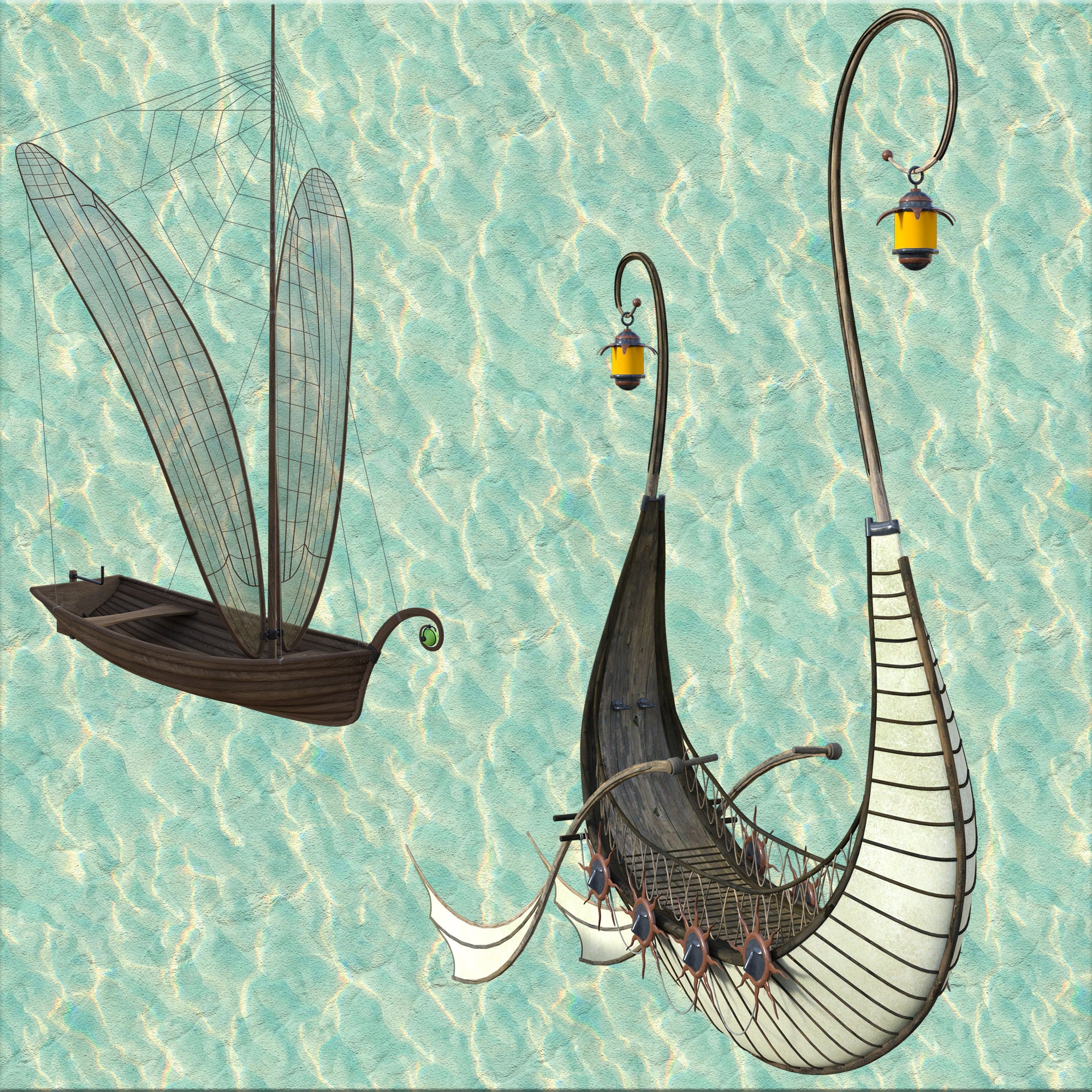 9 Floating Boat Fantasy Overlays, Cloud Boat, Water Boat, Fantasy ...