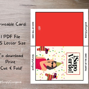 PRINTABLE- Happy Birthday, Sapo Verde Chingona Greeting Card, for ...