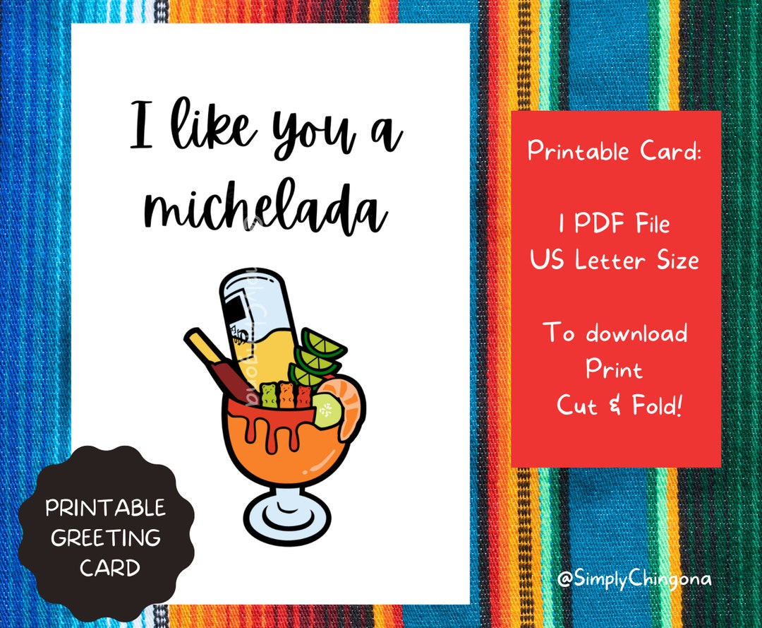 PRINTABLE- I Like You a Michelada Card 7X5 - Etsy