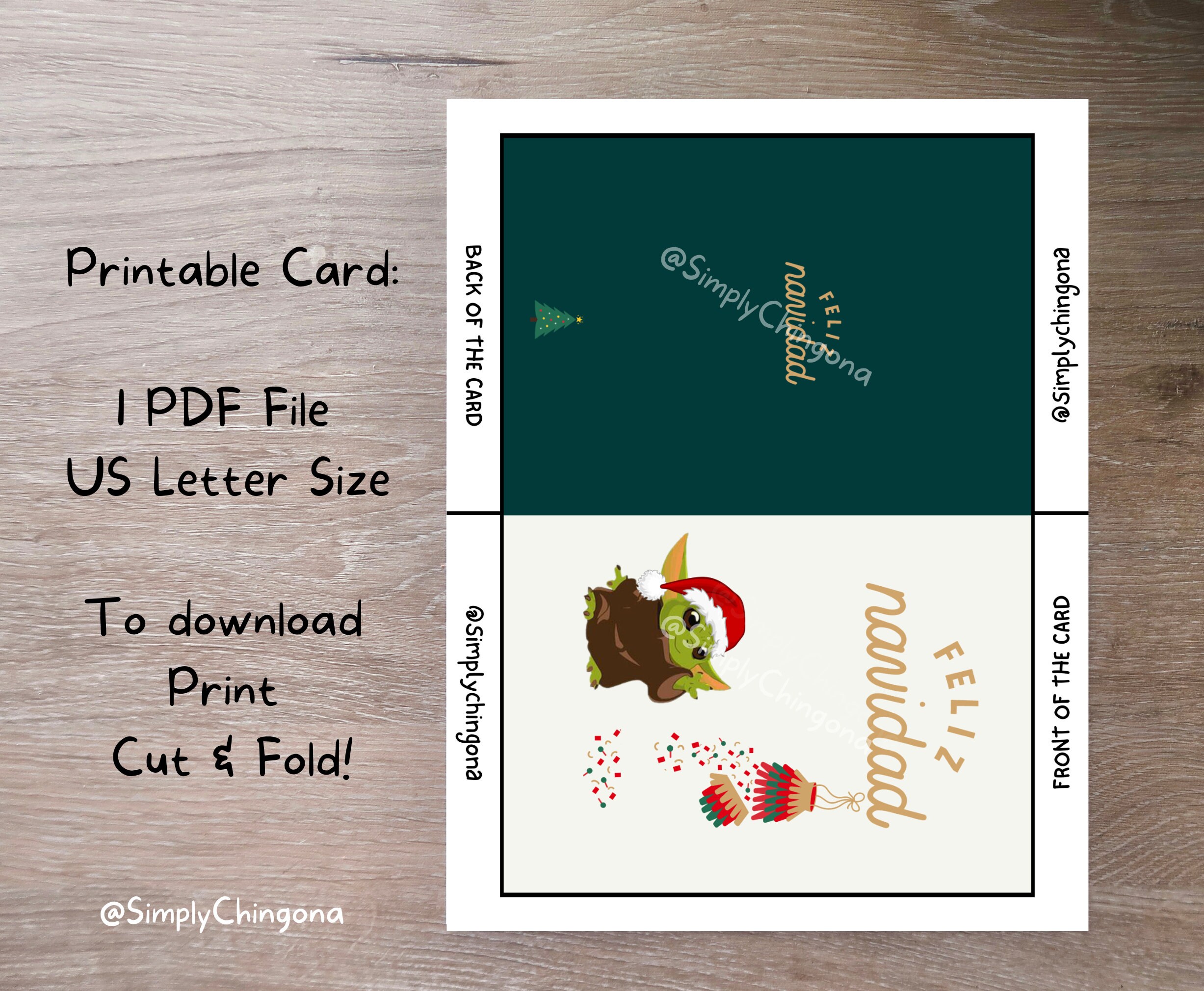 Printable Baby Grogu Christmas Navidad Greeting Card Instant Download ...