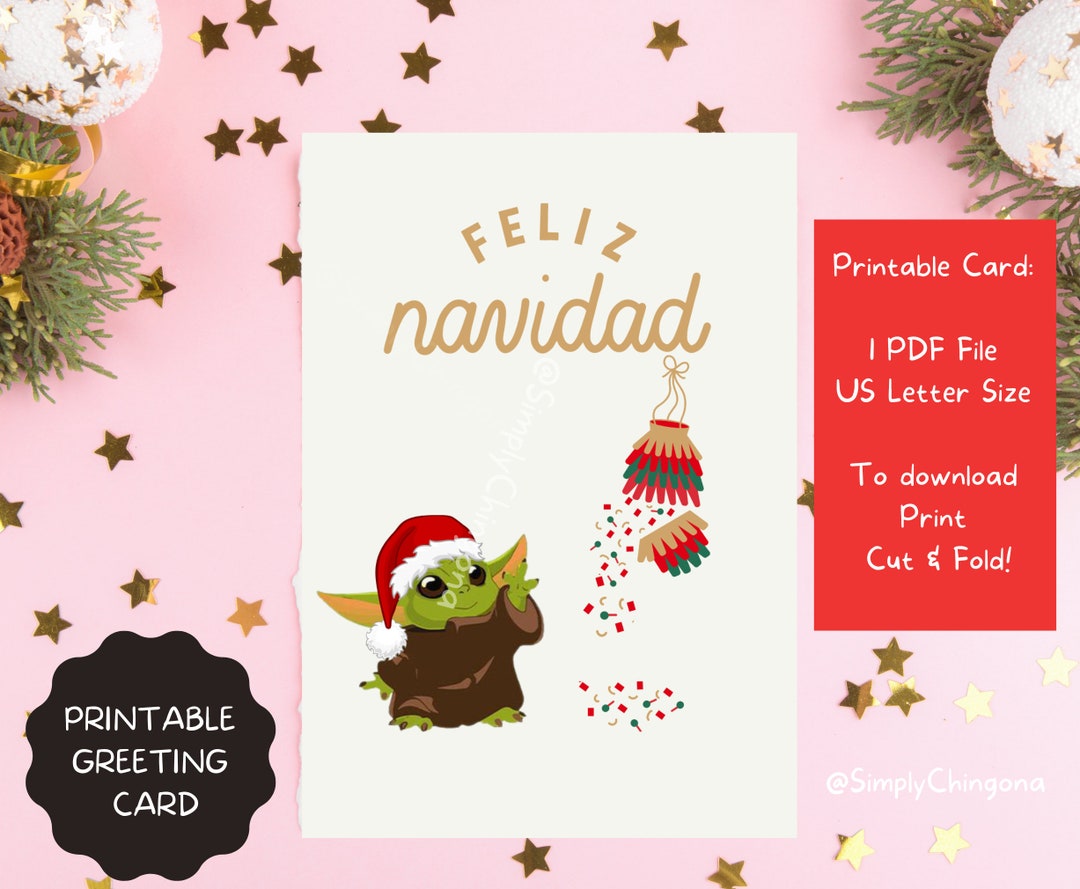 Printable Baby Grogu Christmas Navidad Greeting Card Instant Download ...