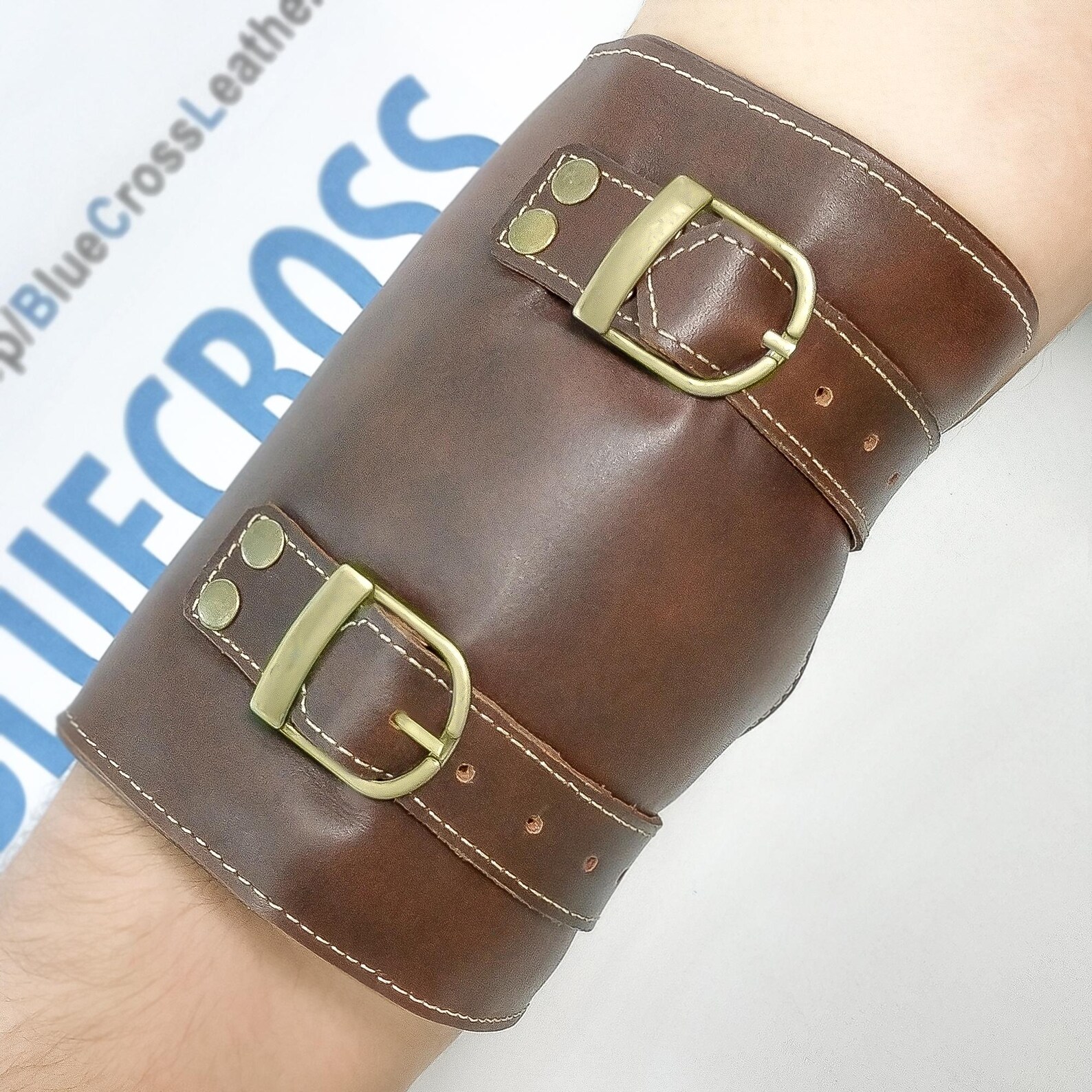 Handmade Genuine Brown Leather Wrist Wallet Cuff, Unisex Leather Arm ...