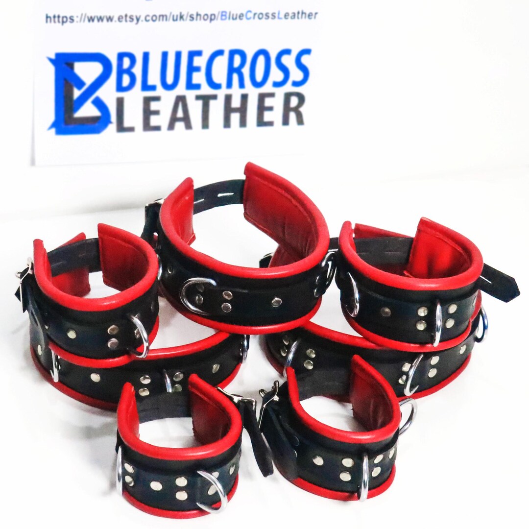 Handmade Leather BDSM Restraints, Adjustable Cuffs, 7-piece Set - Etsy