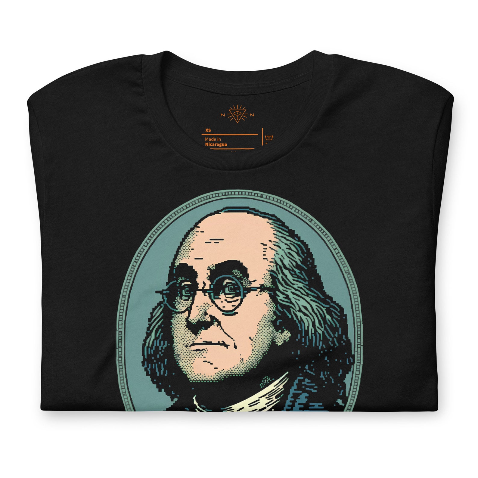 Vintage-style 100 Dollar Bill Benjamin Franklin Portrait T-shirt ...