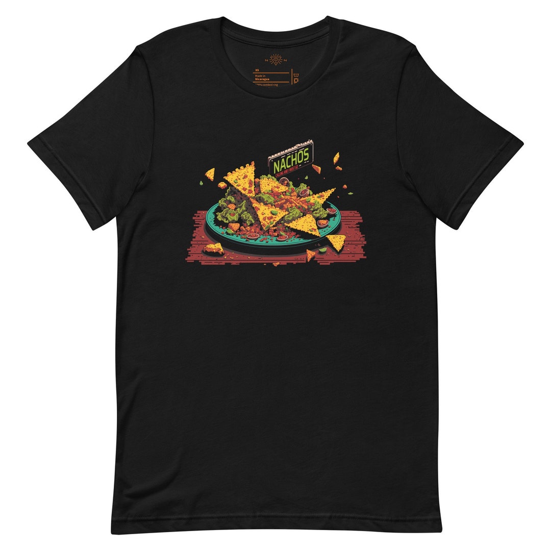 Epic Nachos Meal Vintage Inspired Black T-shirt, 16-bit Game Style Food ...