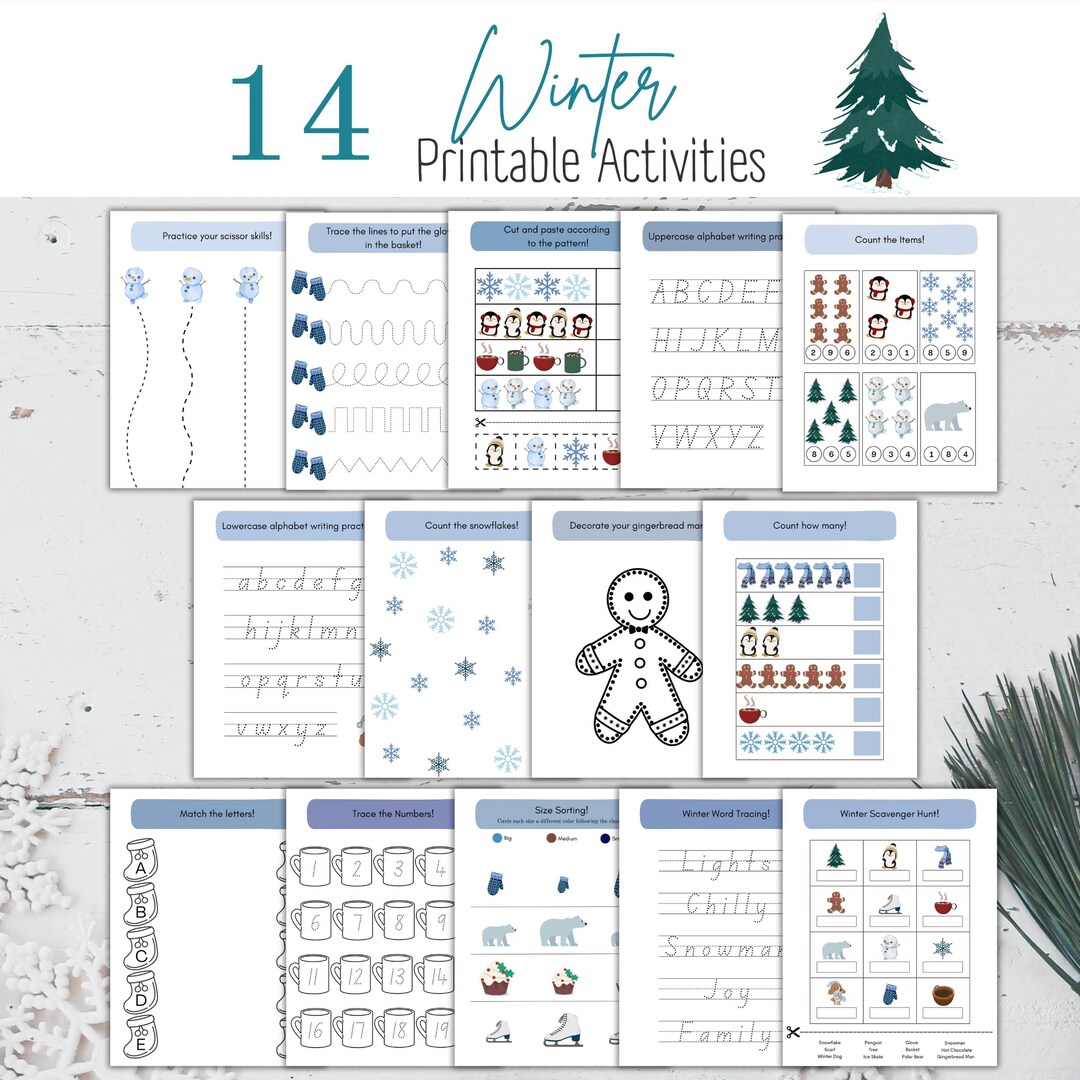 Christmas Pintable, Winter Worksheet, Preschool, Kindergarten ...