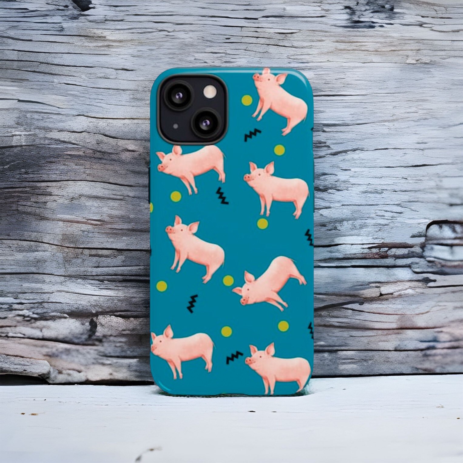 Pig iPhone Case Teal iPhone Case Farm Animals Cute iPhone Case Piggy ...
