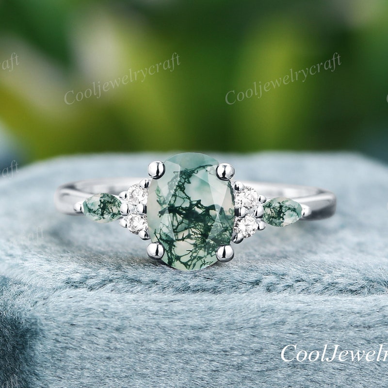 Moss Agate Ring - Etsy