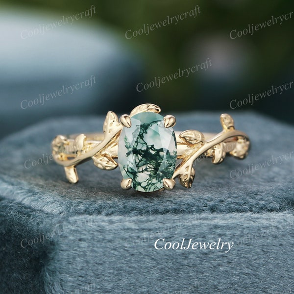 Moss Agate Engagement Ring - Etsy