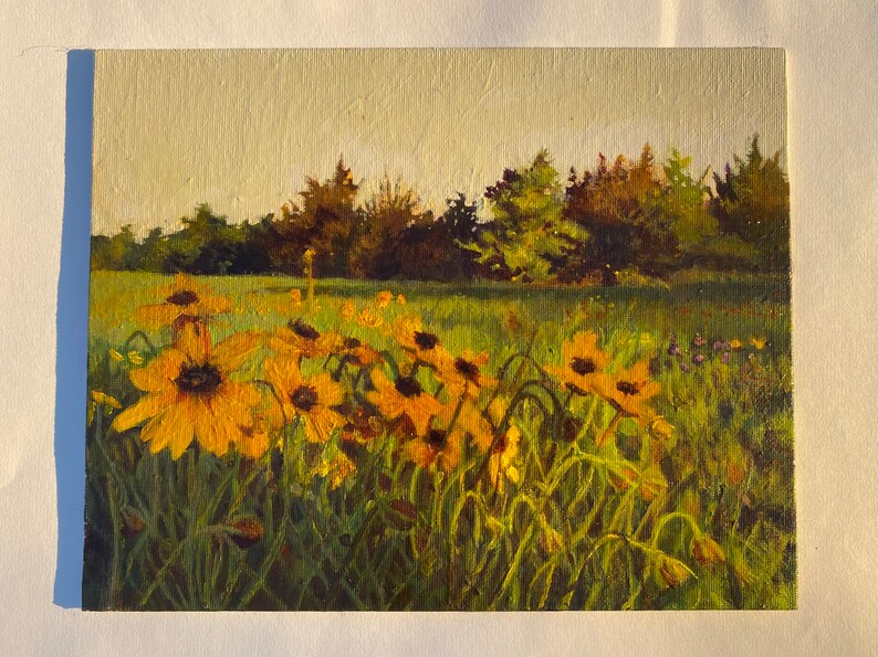Original Acrylic Painting - Yellow Wildflowers - 8x10 - Landscape Art ...