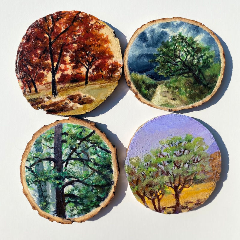 Wood Slice Painting - Etsy