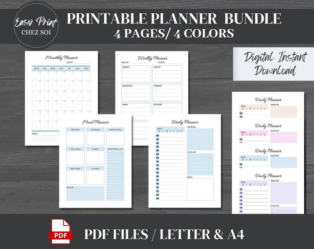 Printable Minimalist Planner Pack, Daily, Weekly, Monthly Planner and ...