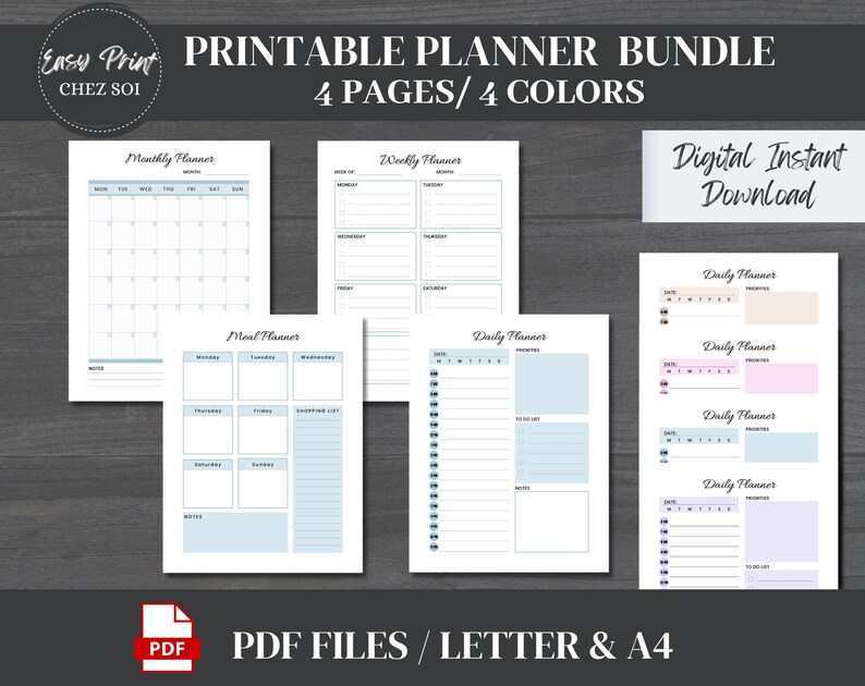 Printable Minimalist Planner Pack, Daily, Weekly, Monthly Planner and ...