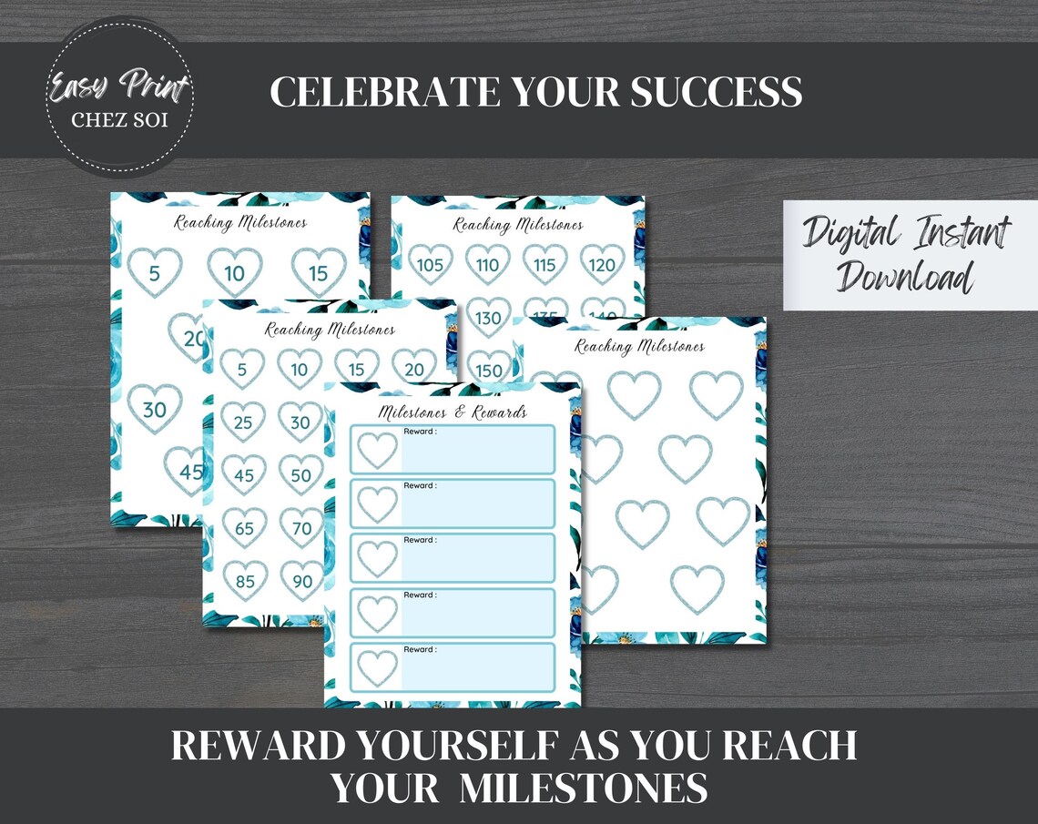 Blue Weight Loss Journal, Meal Planner Template Journal Workout Planner ...