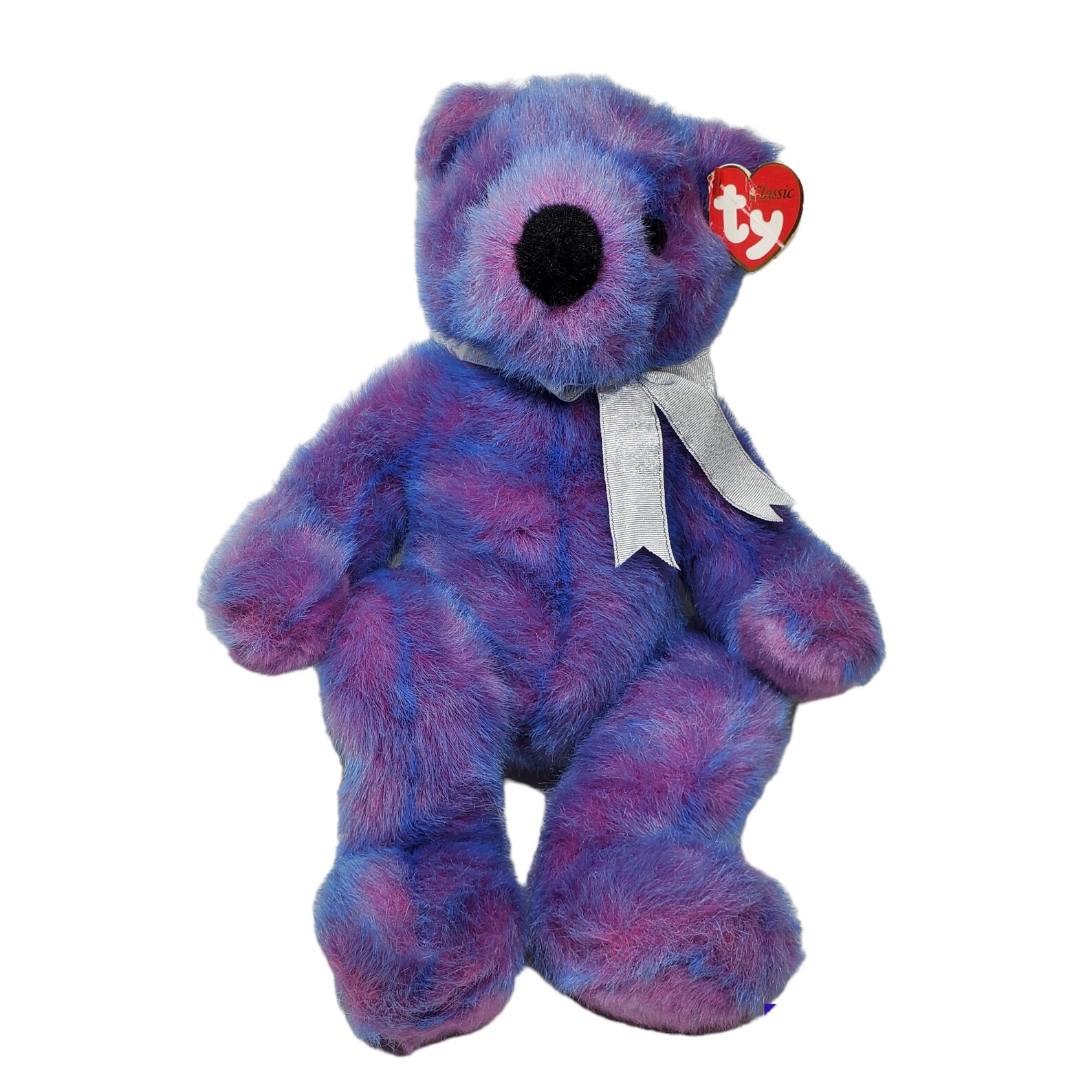 Vintage 1999 TY Classic Beanie Baby Buddy Purplebeary Silver Bow Teddy ...