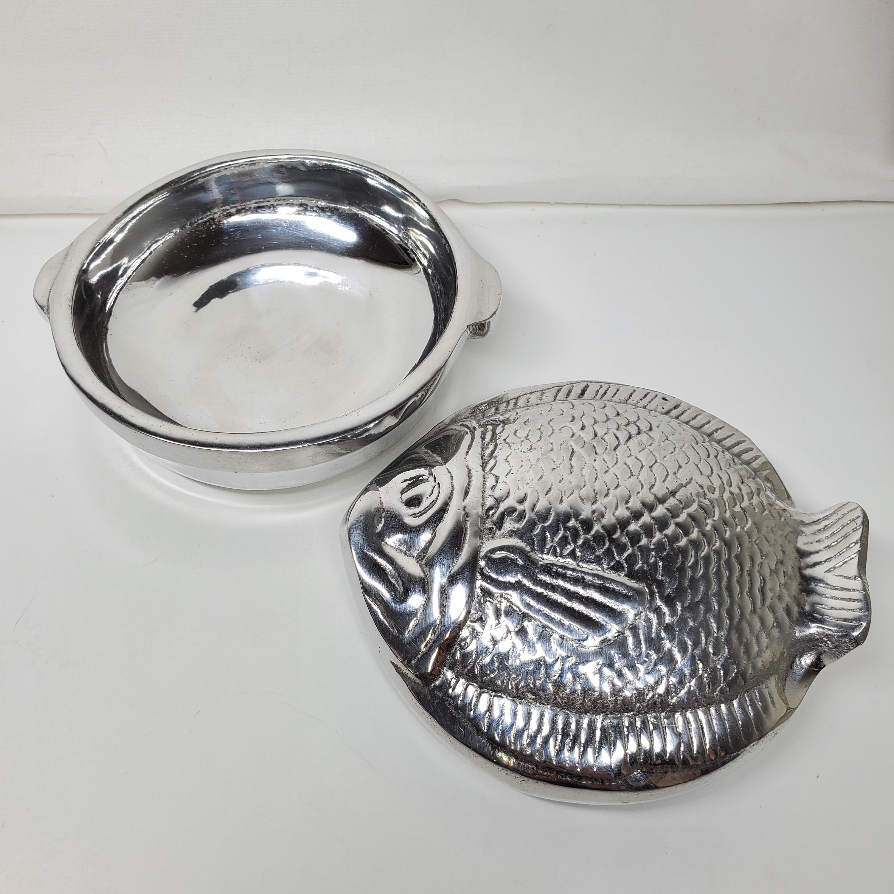 Vintage Sea Life Pewter Textured Fish Nautical Ocean Kitchen Salt ...