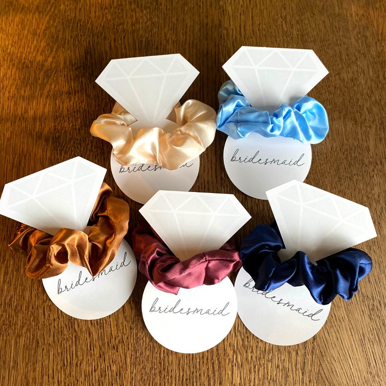 Bridesmaid Scrunchies Silk Satin Customizable Scrunchie Card for ...