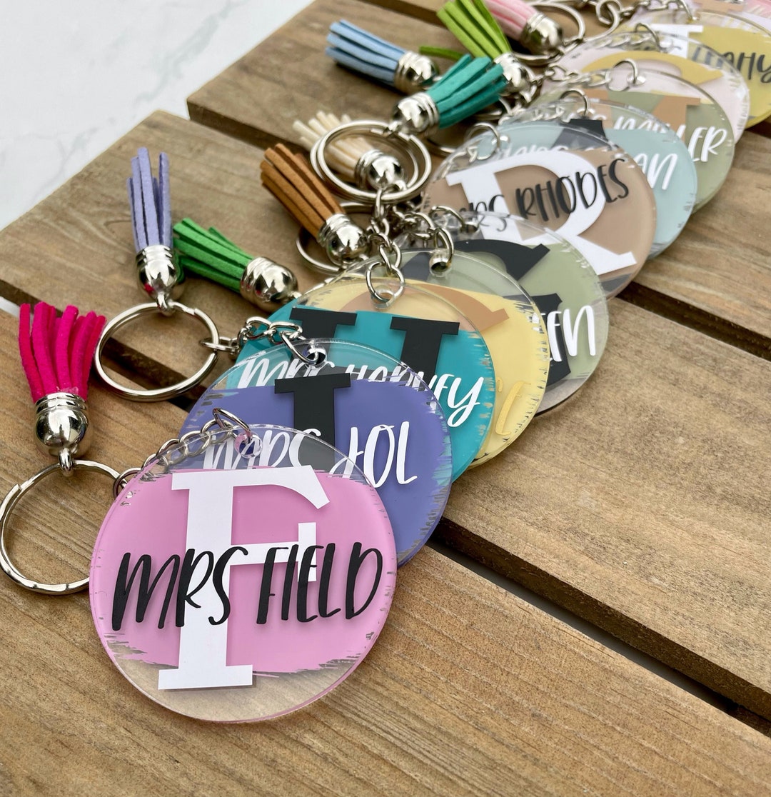 Teacher Keyrings | Acrylic Keyrings | Bag Tag Custom Keychain ...