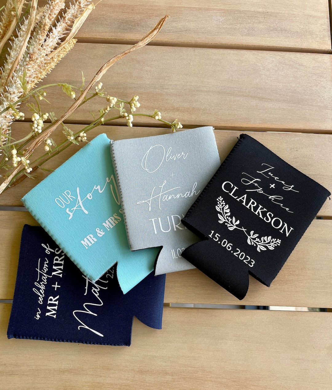 20 X Personalised Wedding Stubby Coolers Wedding Favours Wedding Stubby ...