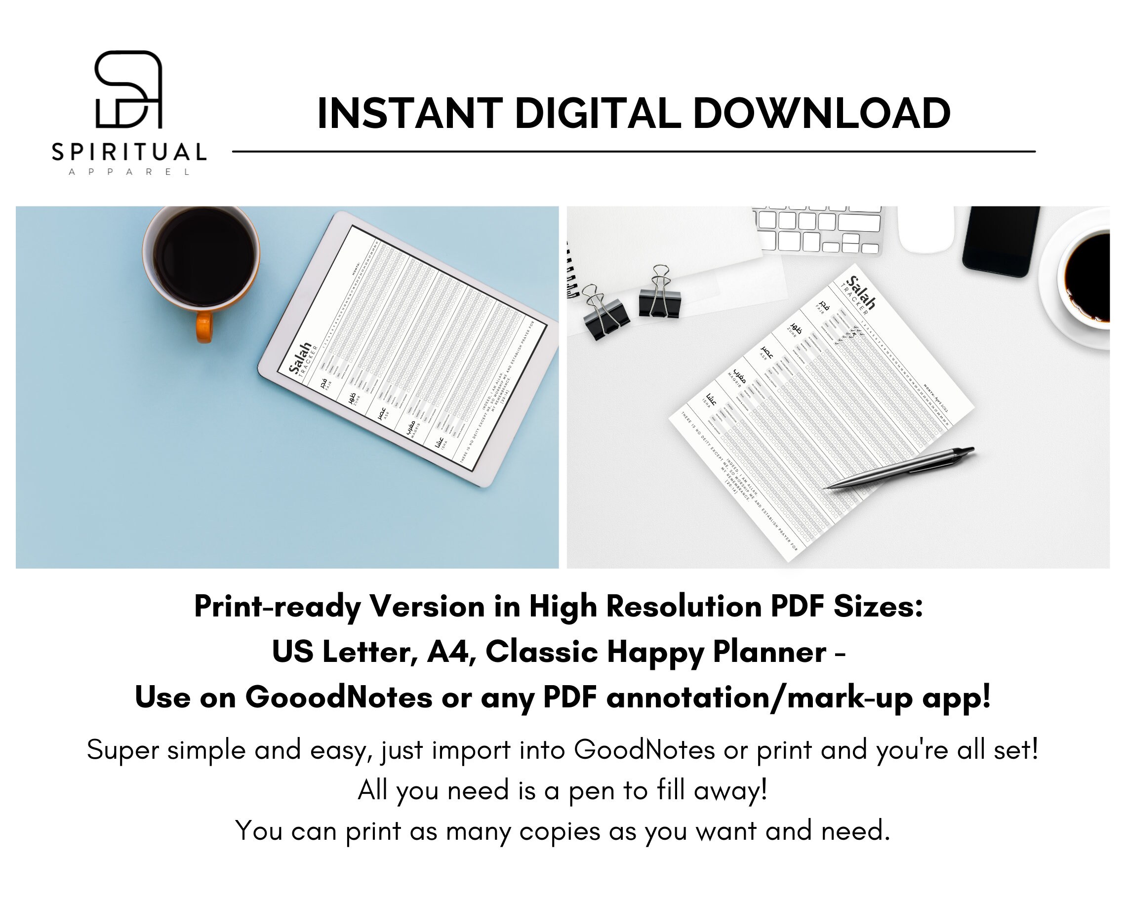 Muslim Prayer Chart, Salah Tracker, Muslim Prayer Tracker, Monthly ...