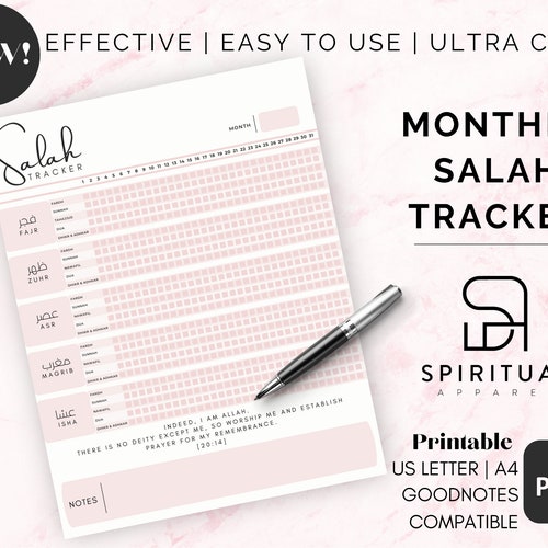 Salah Prayer Tracker Islamic Monthly Calendar Islamic Daily - Etsy