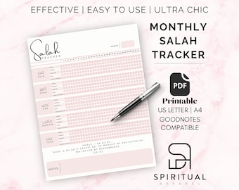 Muslim Prayer Chart, Salah Tracker, Muslim Prayer Tracker, Monthly ...