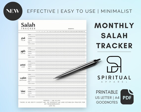Muslim Prayer Chart Salah Tracker Muslim Prayer Tracker | Etsy