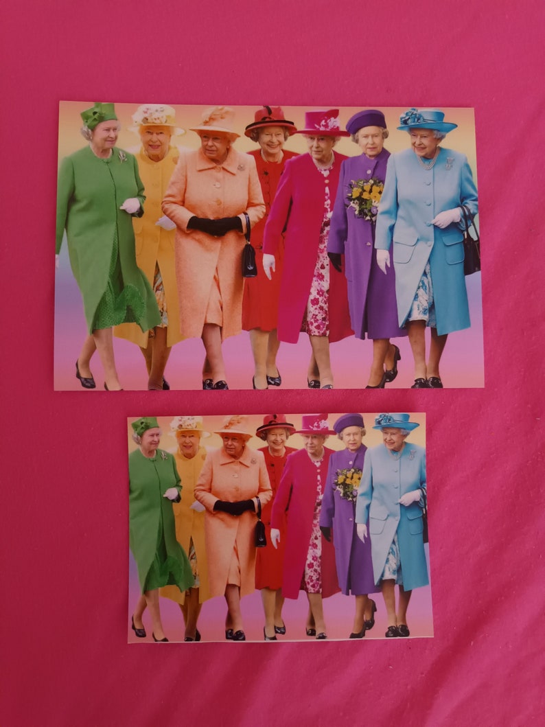 Queen Elizabeth Rainbow Outfits Photo Fridge Magnet Borderless Etsy