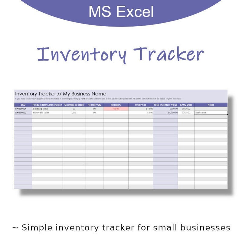 Simple Inventory Template - Etsy
