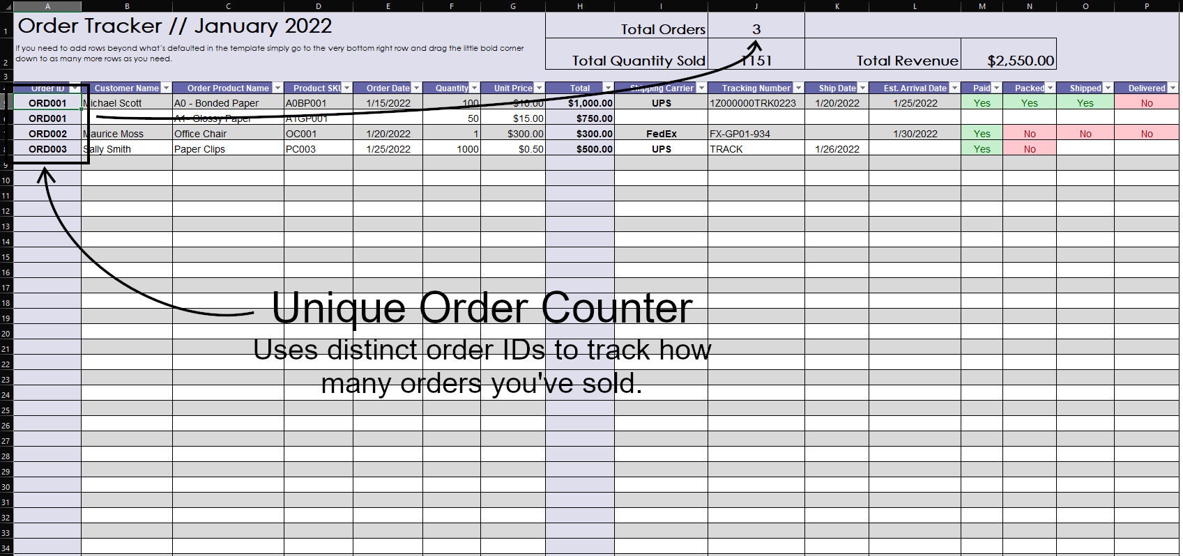 Simple Order Tracker Template: MS Excel Spreadsheet (digital Download ...