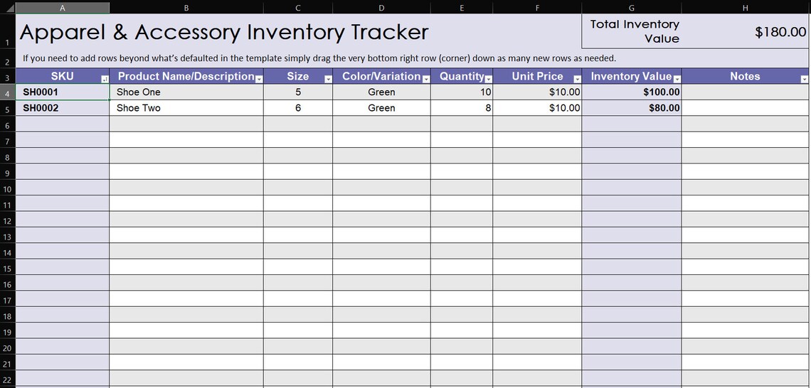 Apparel Inventory Tracker Excel, Inventory Spreadsheet, Inventory ... Apparel Inventory Tracker Excel, Inventory Spreadsheet, Inventory ...