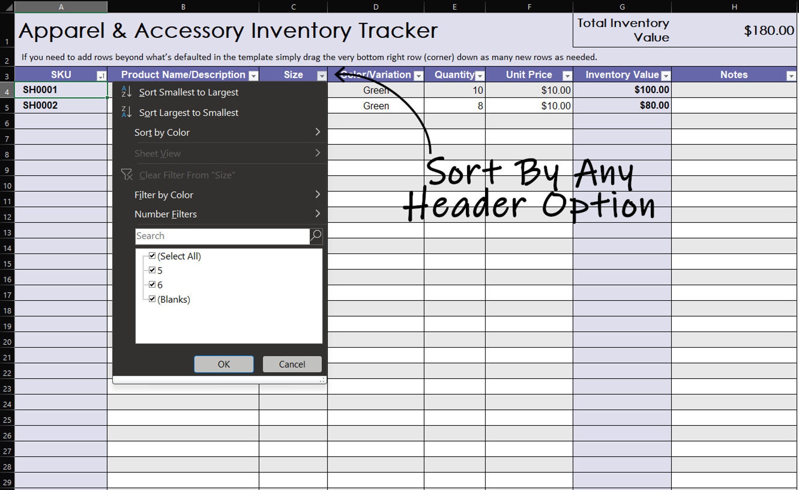 Apparel Inventory Tracker Excel, Inventory Spreadsheet, Inventory ... Apparel Inventory Tracker Excel, Inventory Spreadsheet, Inventory ...
