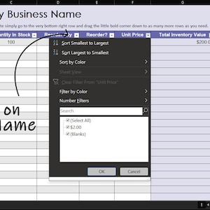 Simple Inventory Tracker, Inventory Spreadsheet, MS Excel, Inventory ...