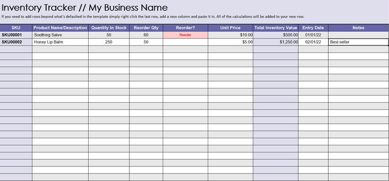 Simple Inventory Tracker, Inventory Spreadsheet, MS Excel, Inventory ...