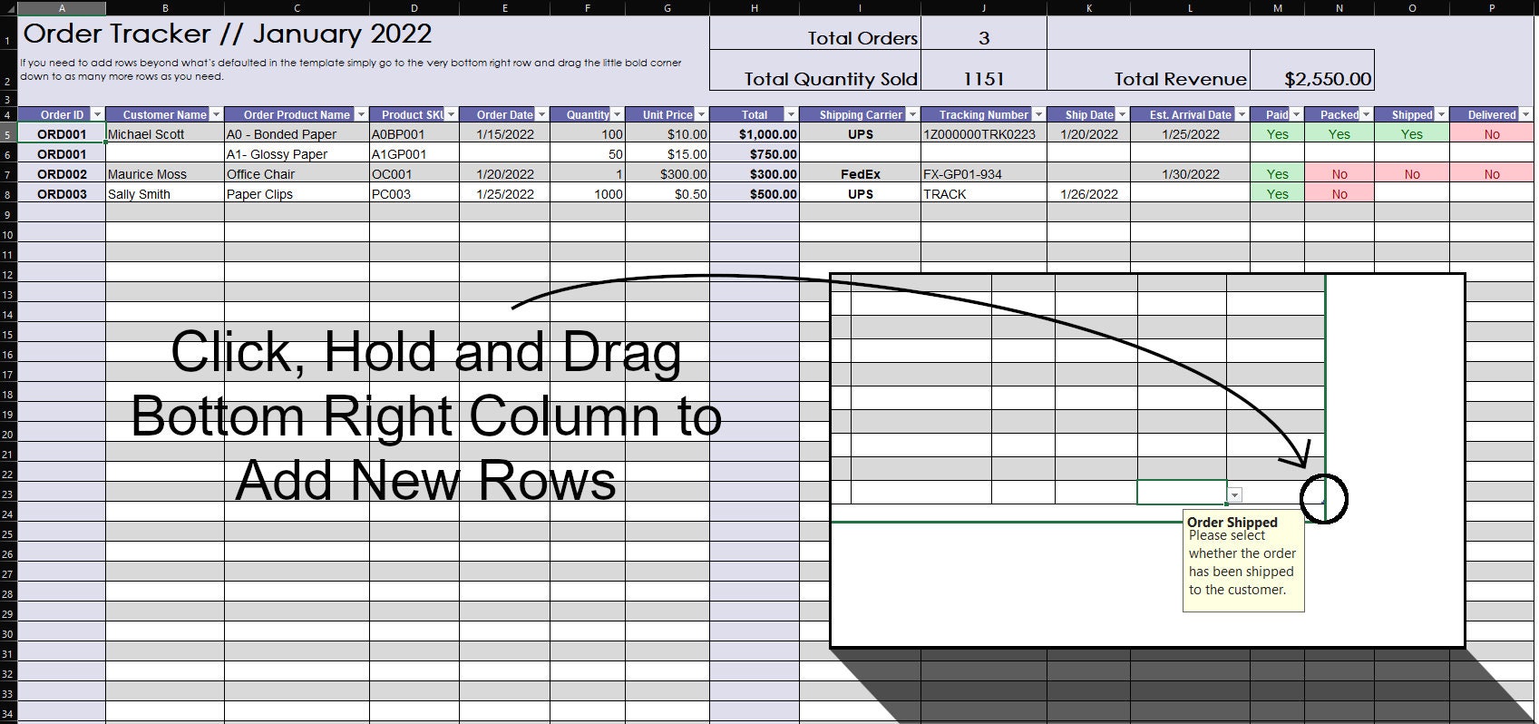 Simple Order Tracker Template: MS Excel Spreadsheet (digital Download ...