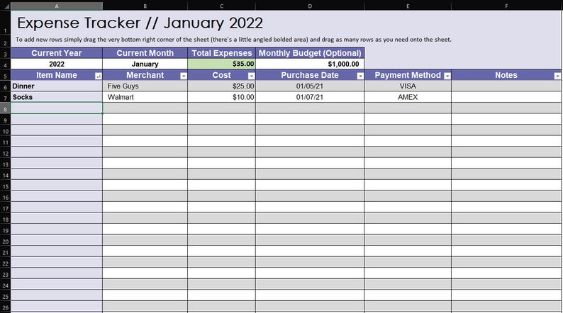 Expense Tracker Excel, Simple Expense Tracker, Expense Report, Expense ...