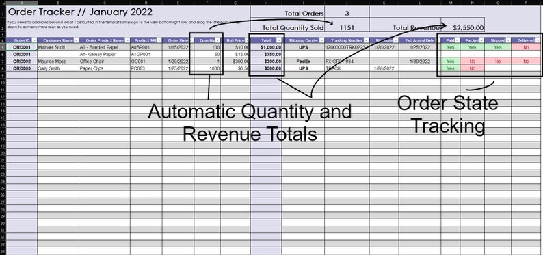 Simple Order Tracker Template: MS Excel Spreadsheet (digital Download ...
