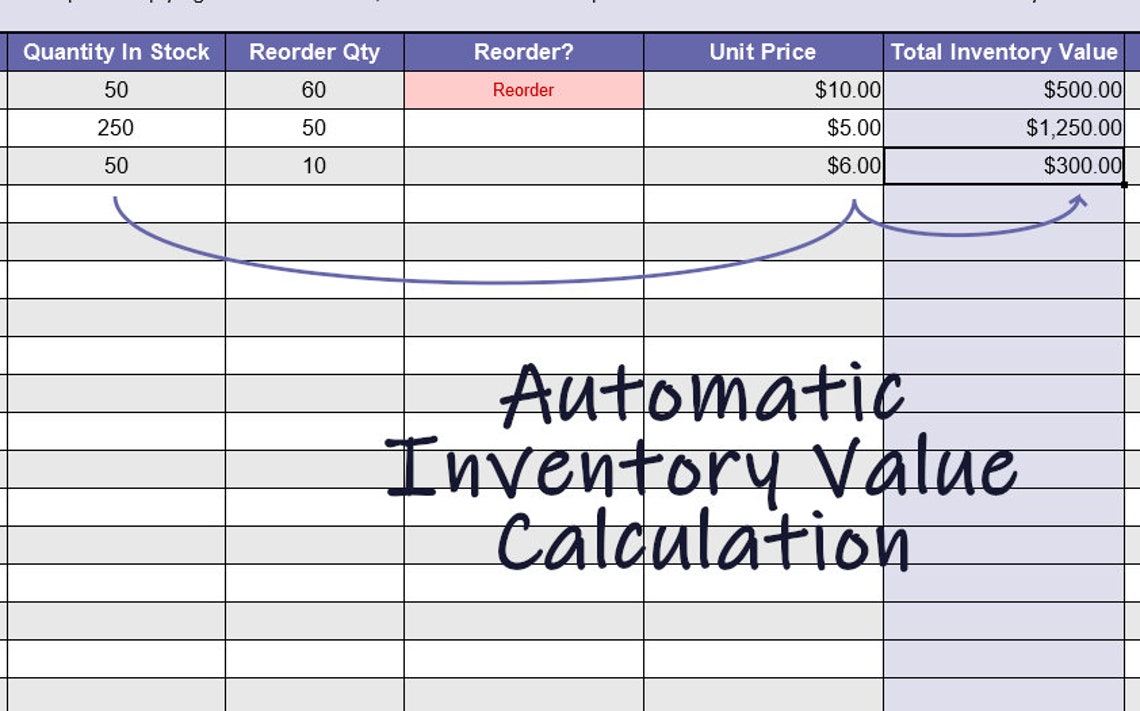 Simple Inventory Tracker, Inventory Spreadsheet, MS Excel, Inventory ...