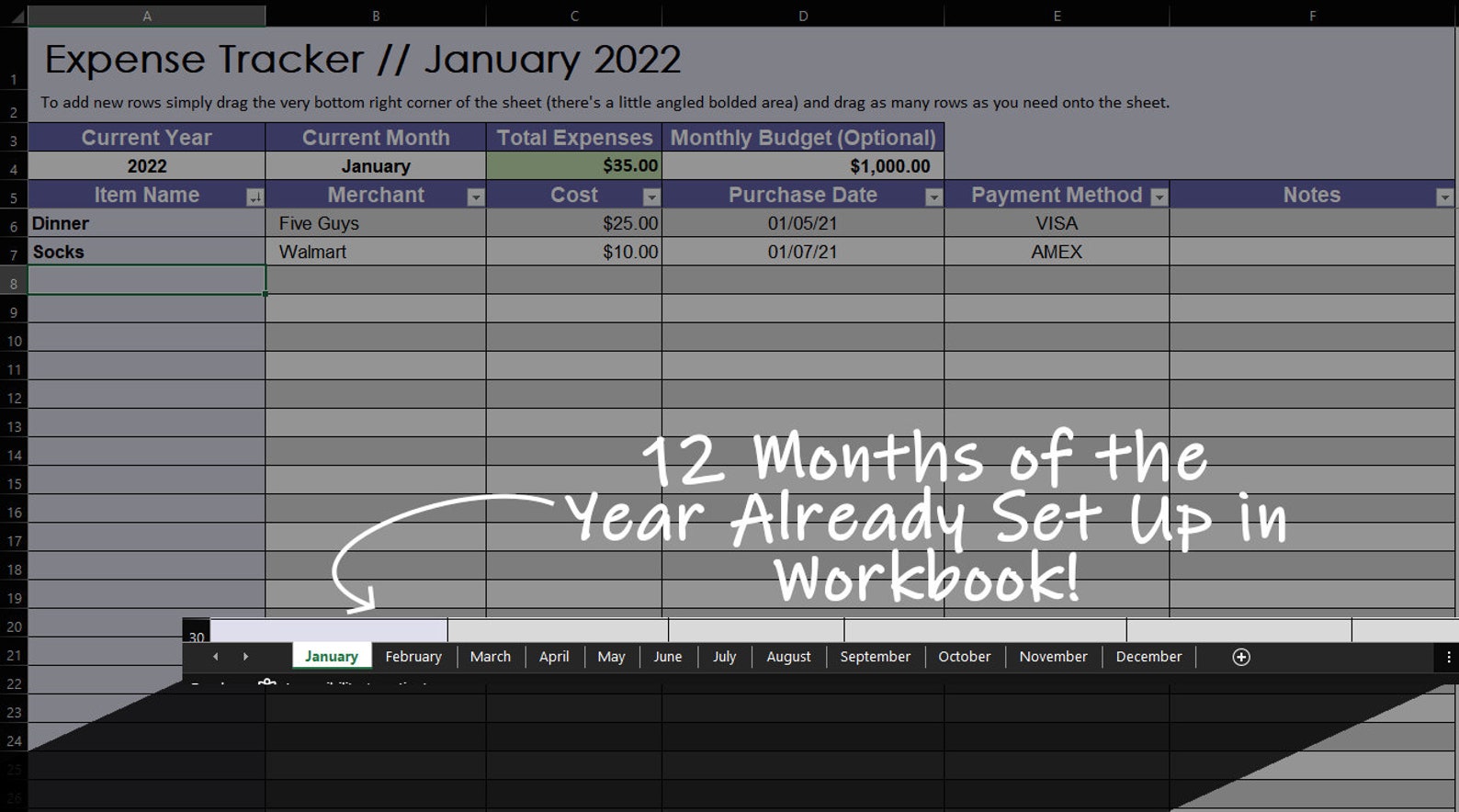 Expense Tracker Excel, Simple Expense Tracker, Expense Report, Expense ...