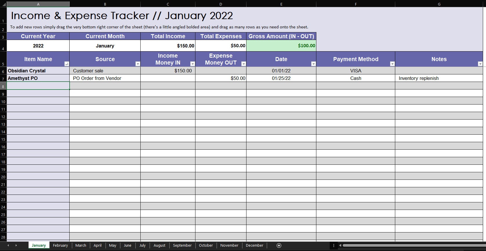 Simple Income and Expense Tracker: MS Excel Template (digital Download ...