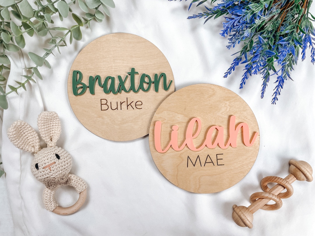 Newborn Baby Name Sign, Baby Arrival Announcement Sign, Personalized ...