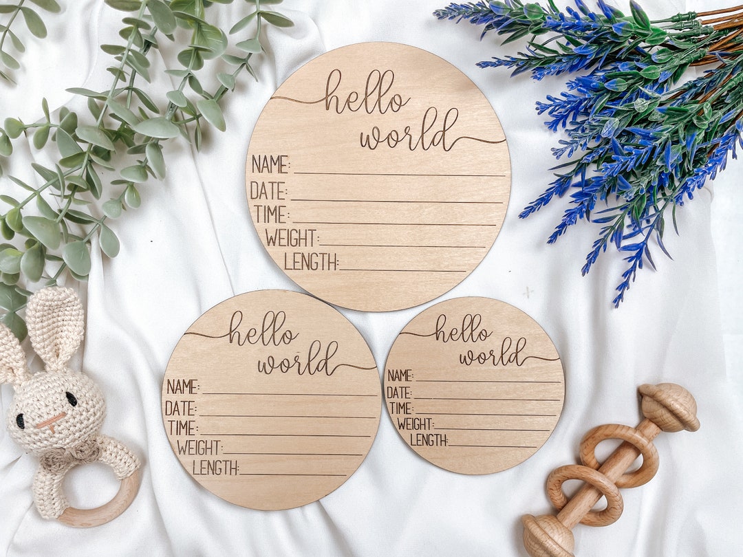 Hello World Baby Arrival Sign, Baby Birth Announcement Sign for ...