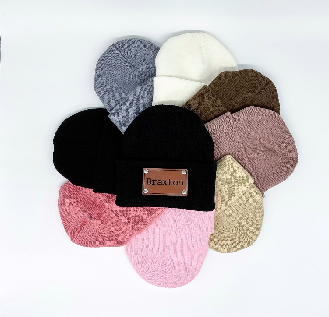 Personalized Baby Beanie, Custom Newborn Beanie With Name, Leather ...