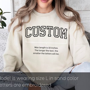 Custom Embroidered Sweatshirt, Custom Embroidered Sweater With Text ...
