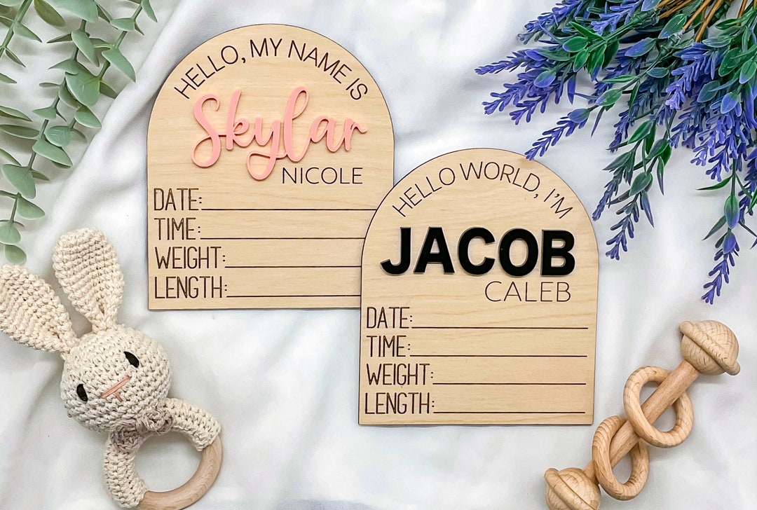 Arch Baby Birth Stats Sign | Baby Arrival Name Announcement Sign | Baby ...
