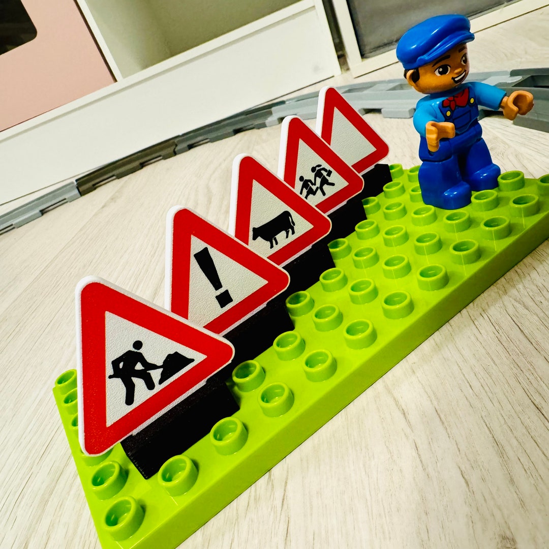 Duplo Compatible Road Signs Warning Triangle Sign City Landscape Role ...