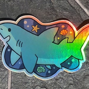 Holographic Shark 3 Sticker Furry Animal Durable & - Etsy